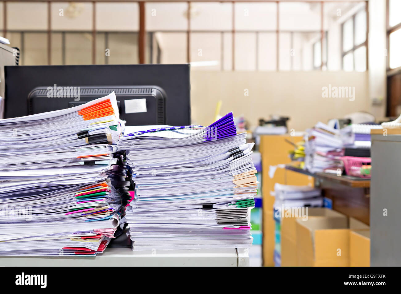 a lot of stack document hard work Stock Photo - Alamy