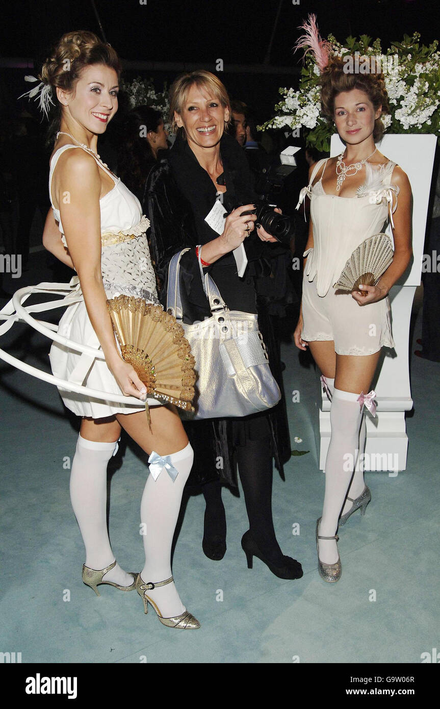 Ingrid Tarrant (centre) arrives with two models (names not known) at ...