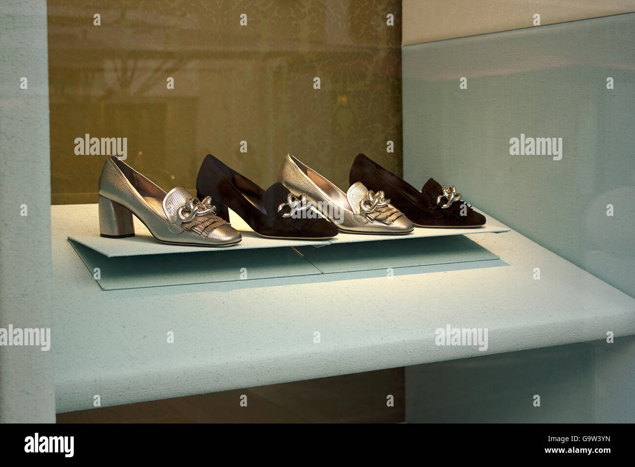 Miu Miu women luxury high fashion shoes shopping windows in Turin ...