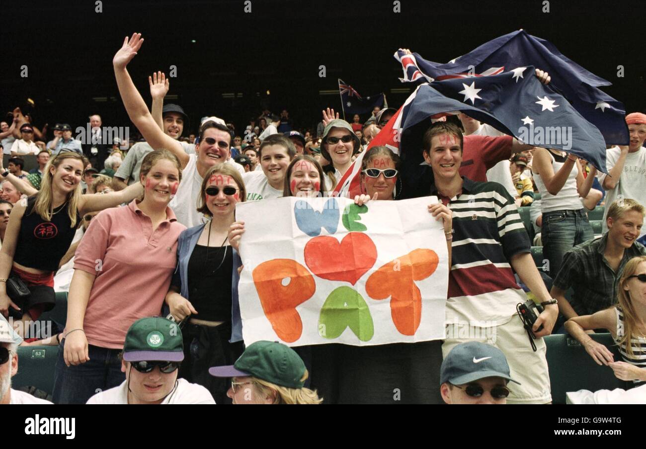 Tennis - Wimbledon Championships - Mens Final. Pat Rafter fans in the ...