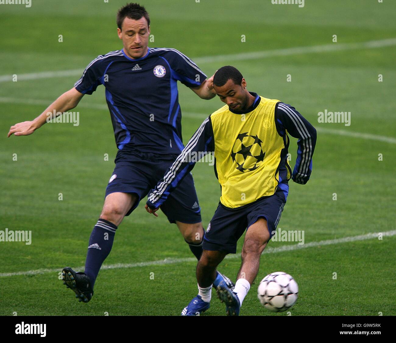 Chelseas john terry tackles ashley cole during training hi-res stock ...