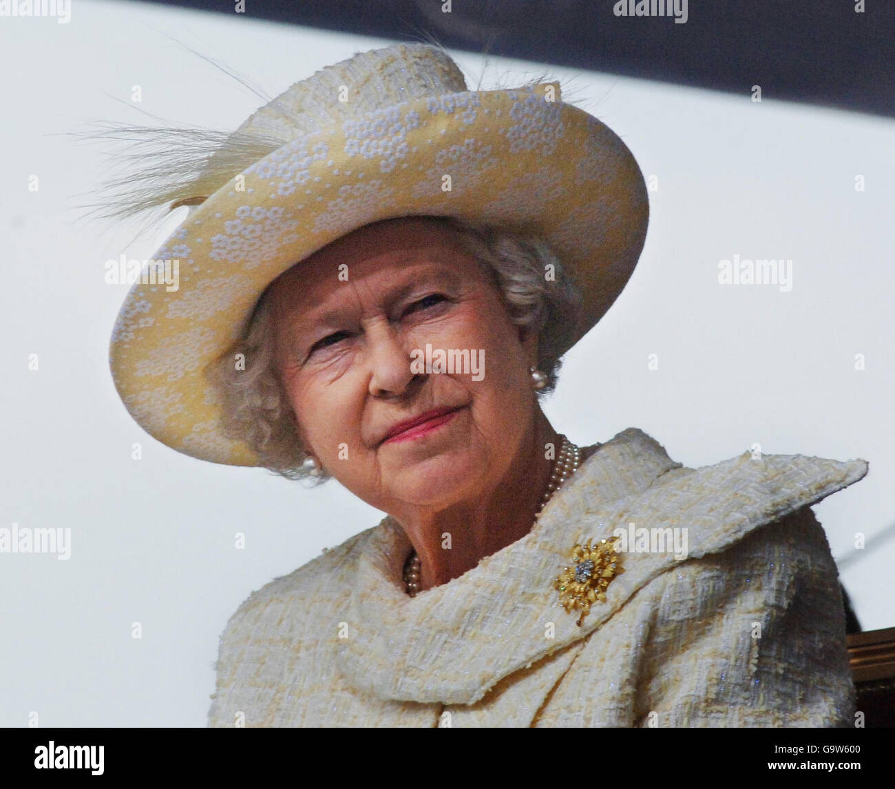 Britain's Queen Elizabeth II watches the proceedings during a ceremony ...
