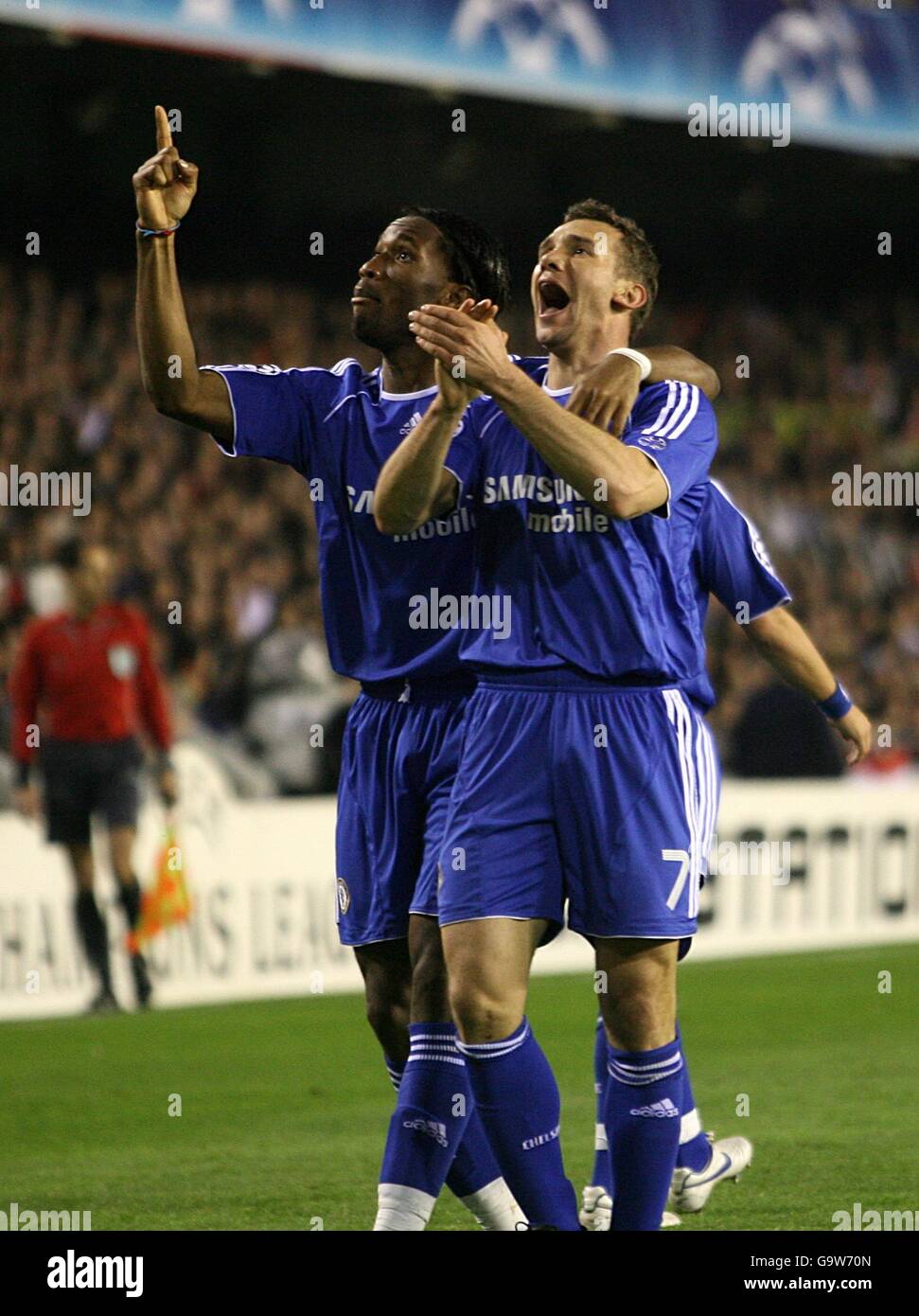 Chelsea's Andriy Shevchenko celebrates scoring the equalising goal with ...