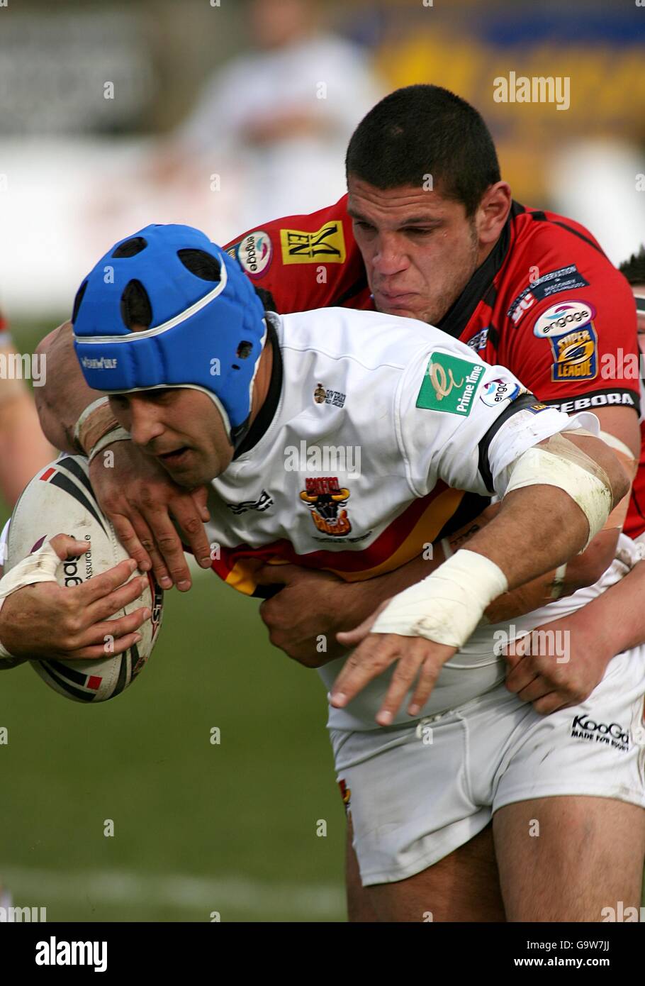 Michael korkidas is tackled by bradford bulls hi-res stock photography ...