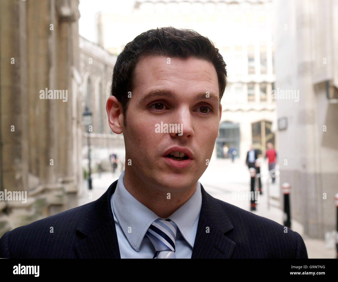 Tom Brennan stands outside the London City County Court, where he will ...