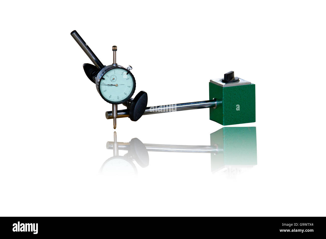 Dial gauge and with Magnetic base checking on steel plates for engineer ...