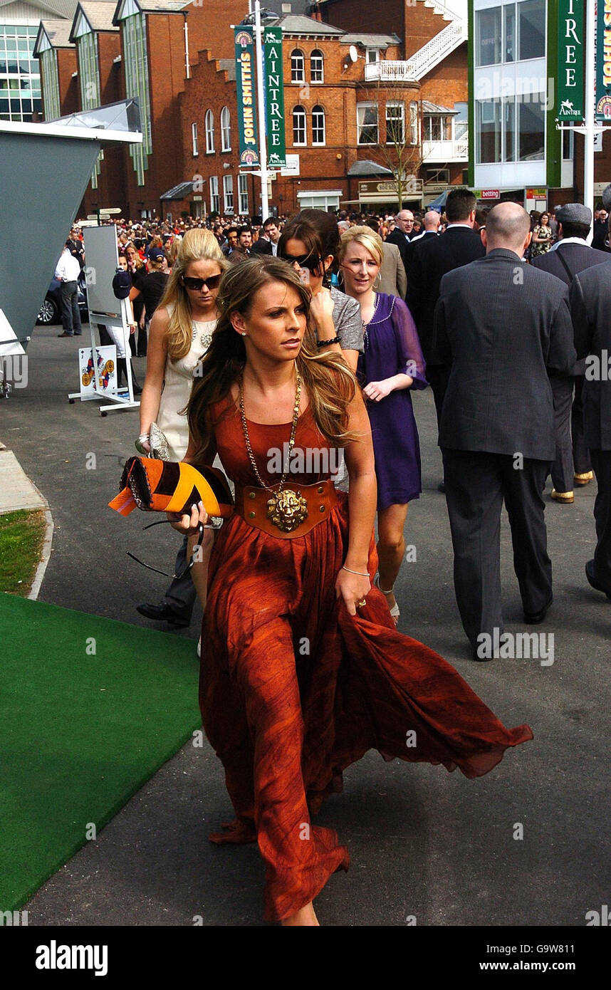Ladies Day at Aintree races. Coleen McLoughlin arrives at Aintree ...