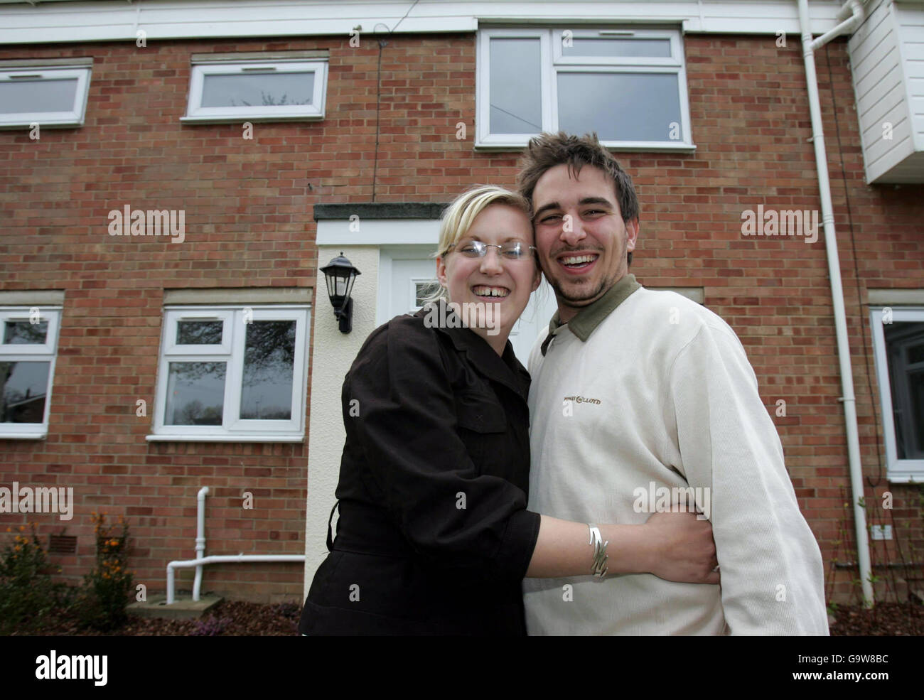 Buyers queue to snap up ex-RAF base homes Stock Photo - Alamy