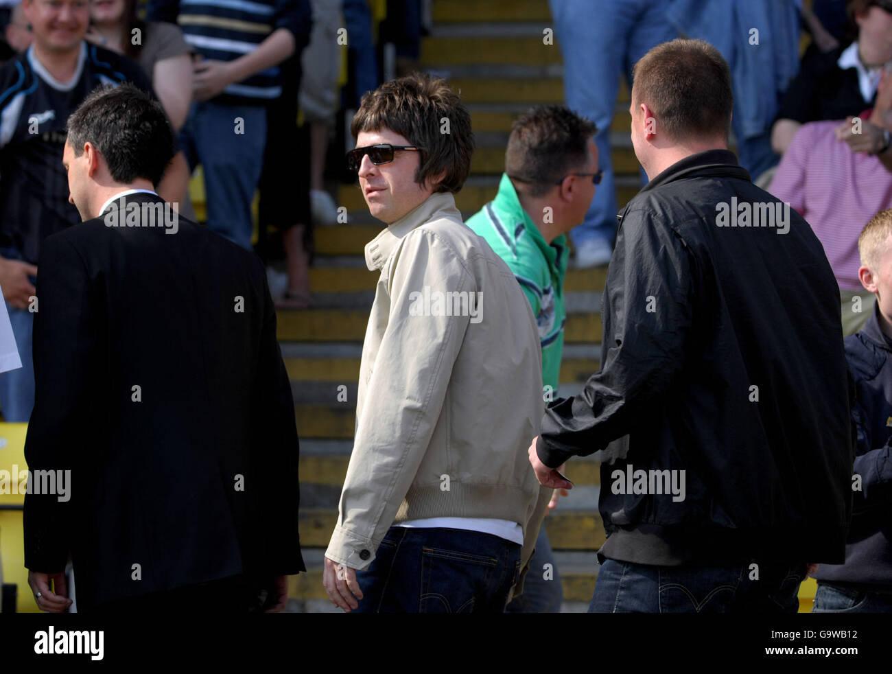 Manchester City fan and Oasis frontman Noel Gallagher in the crowd ...