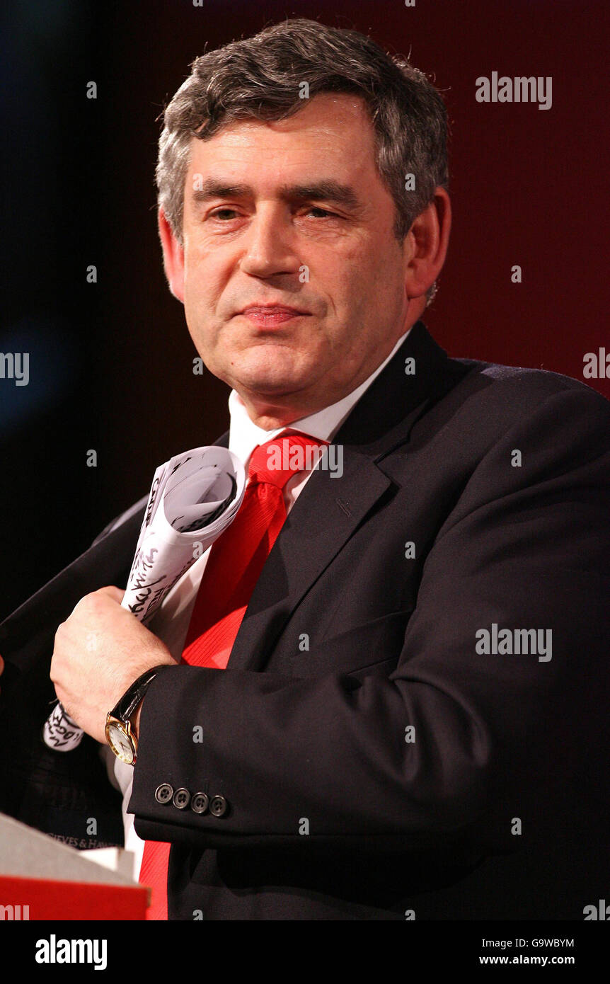 Chancellor Gordon Brown addresses the Usdaw union conference, at ...