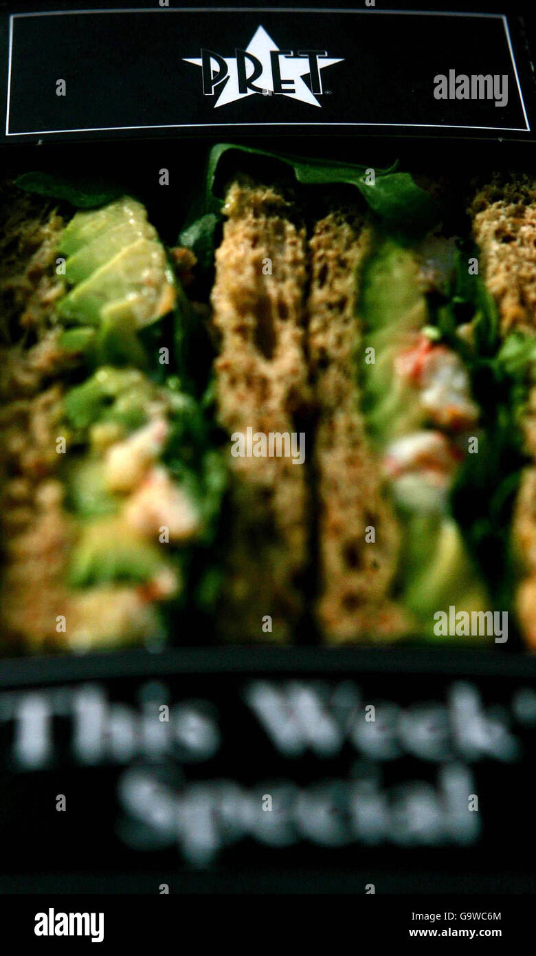 Detail of a packet of sandwiches from food shop Pret A Manger in ...