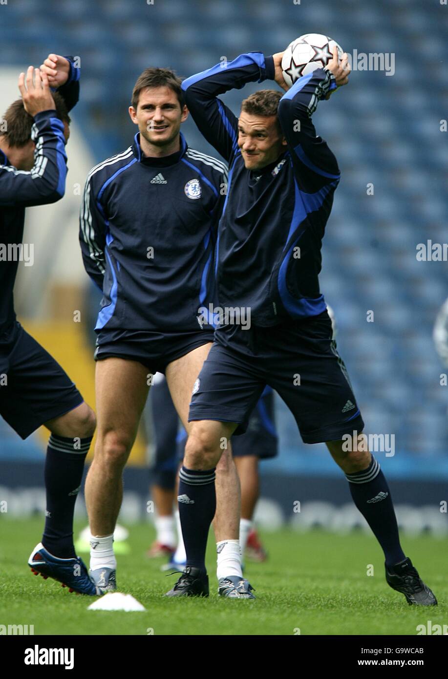 Chelsea's Andriy Shevchenko throws the ball at John Terry during ...