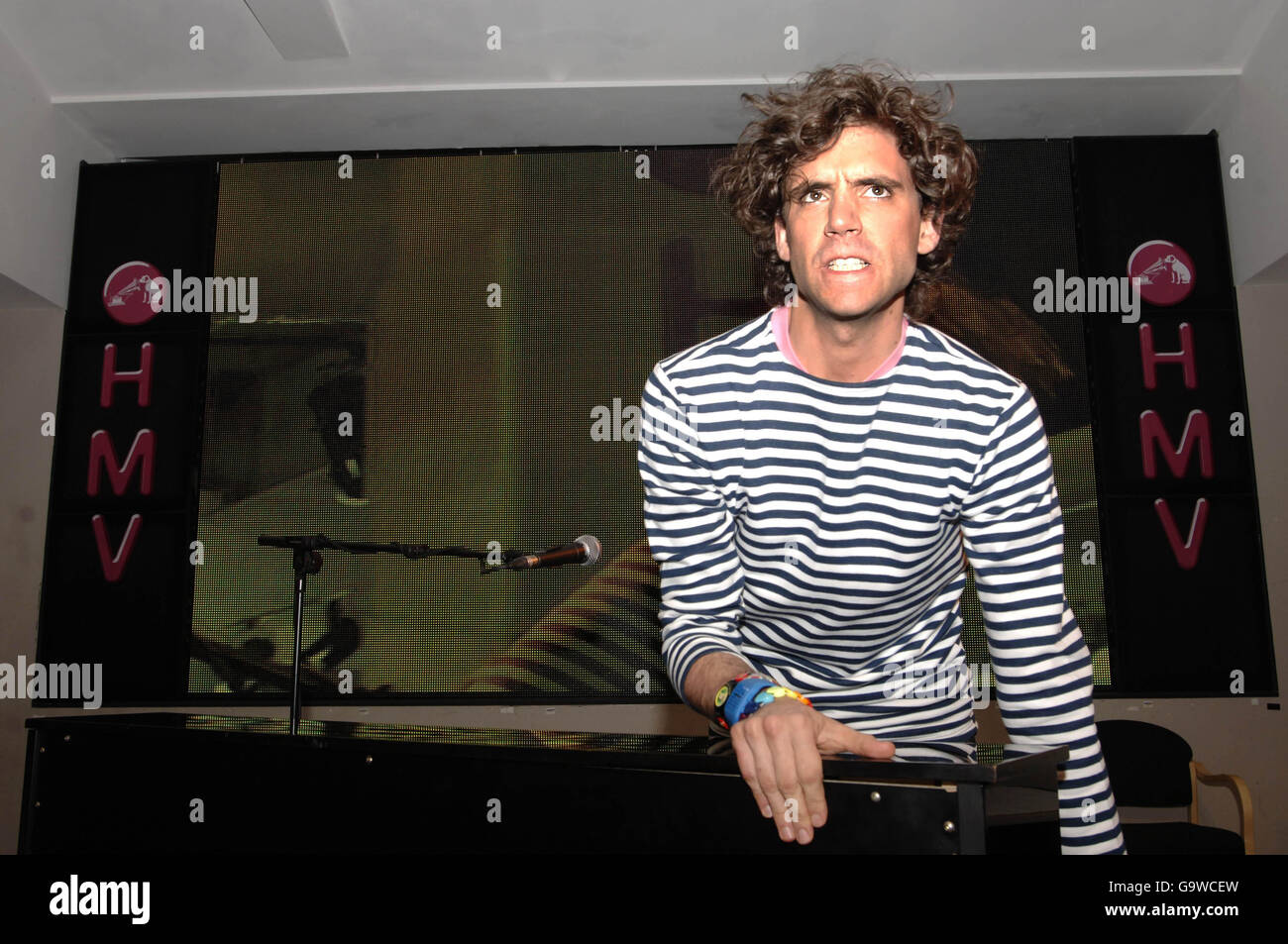 Mika performs during a signing session at HMV in Oxford Street, central ...