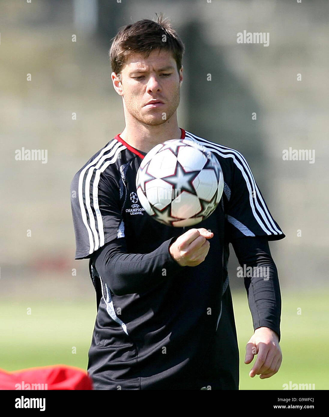 Liverpool's Xabi Alonso during a training session at Melwood, Liverpool ...