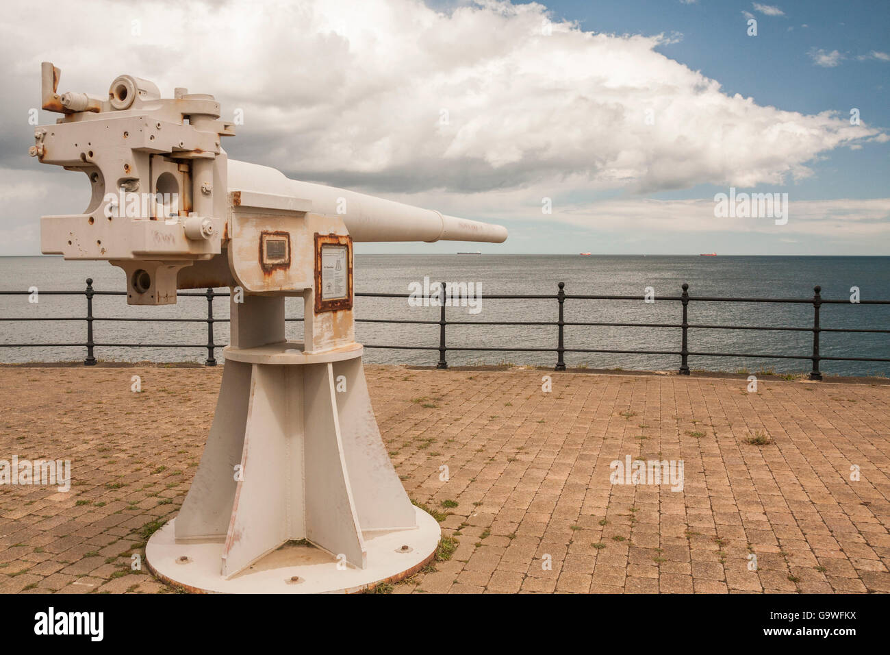 Naval gun sited at the Headland Hartlepool on the north east coast of ...
