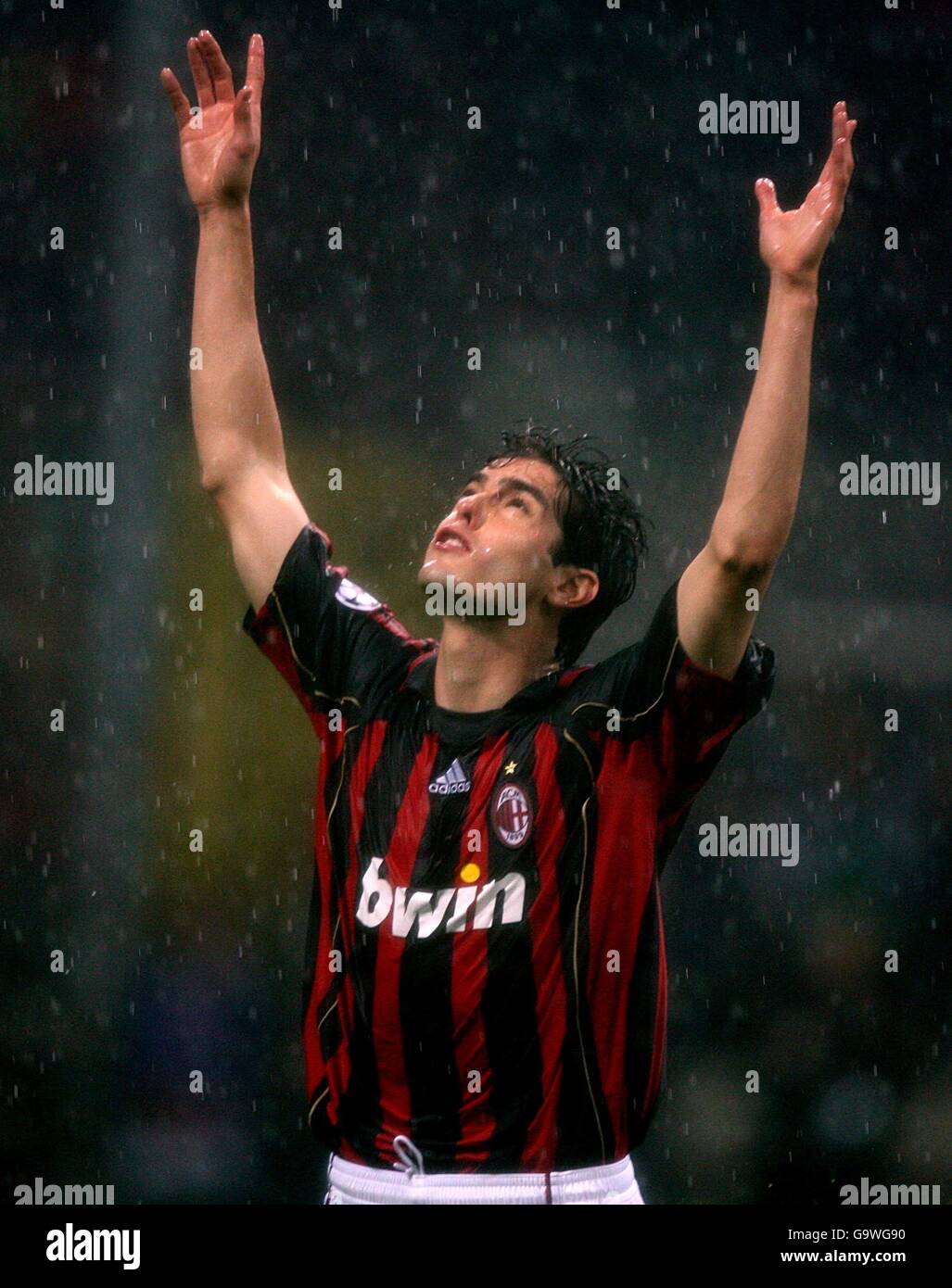 AC Milan's Ricardo Kaka celebrates scoring the opening goal of the game ...