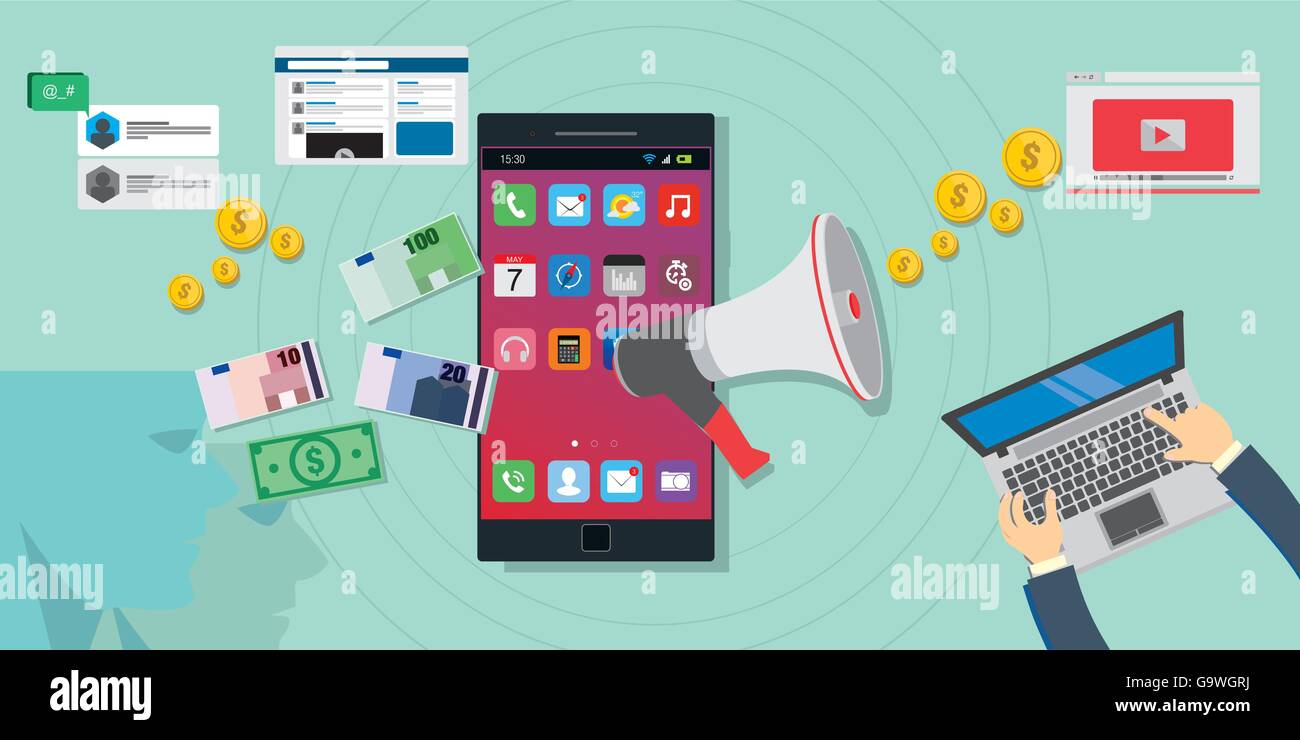 paid promotion online advertising digital concept illustration Stock ...