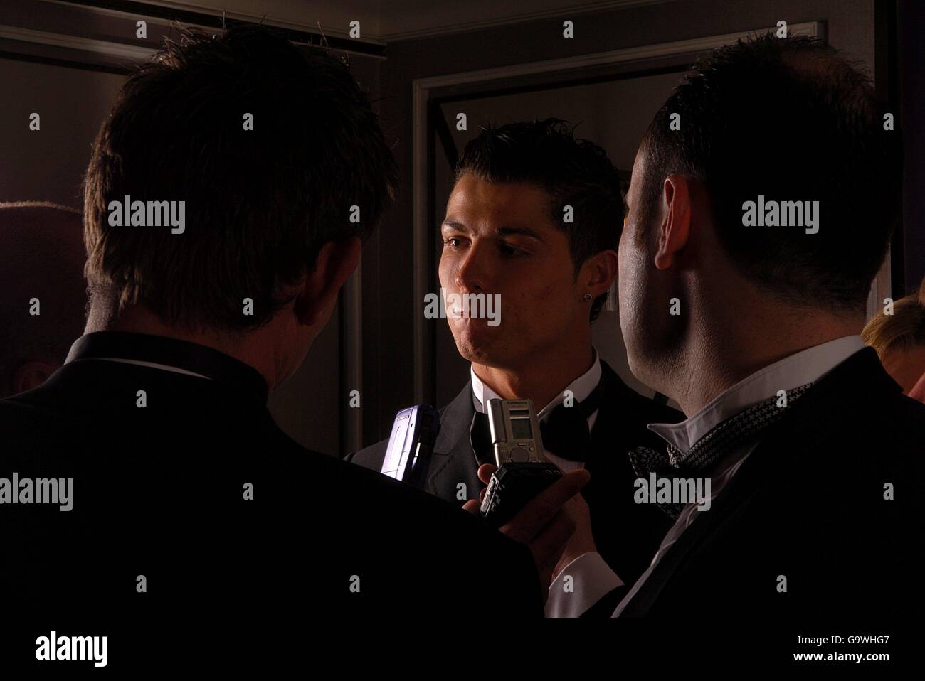Manchester United's Cristiano Ronaldo speaks to the press following his ...