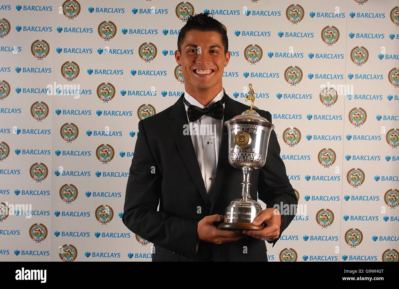 Manchester United's Cristiano Ronaldo with his PFA Young Player of the ...