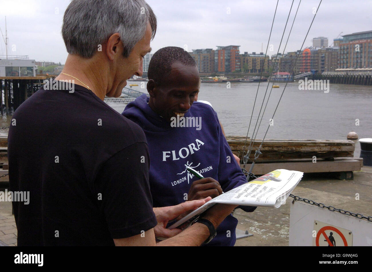The winner of the London Marathon Elite Men's category, Martin Lel ...
