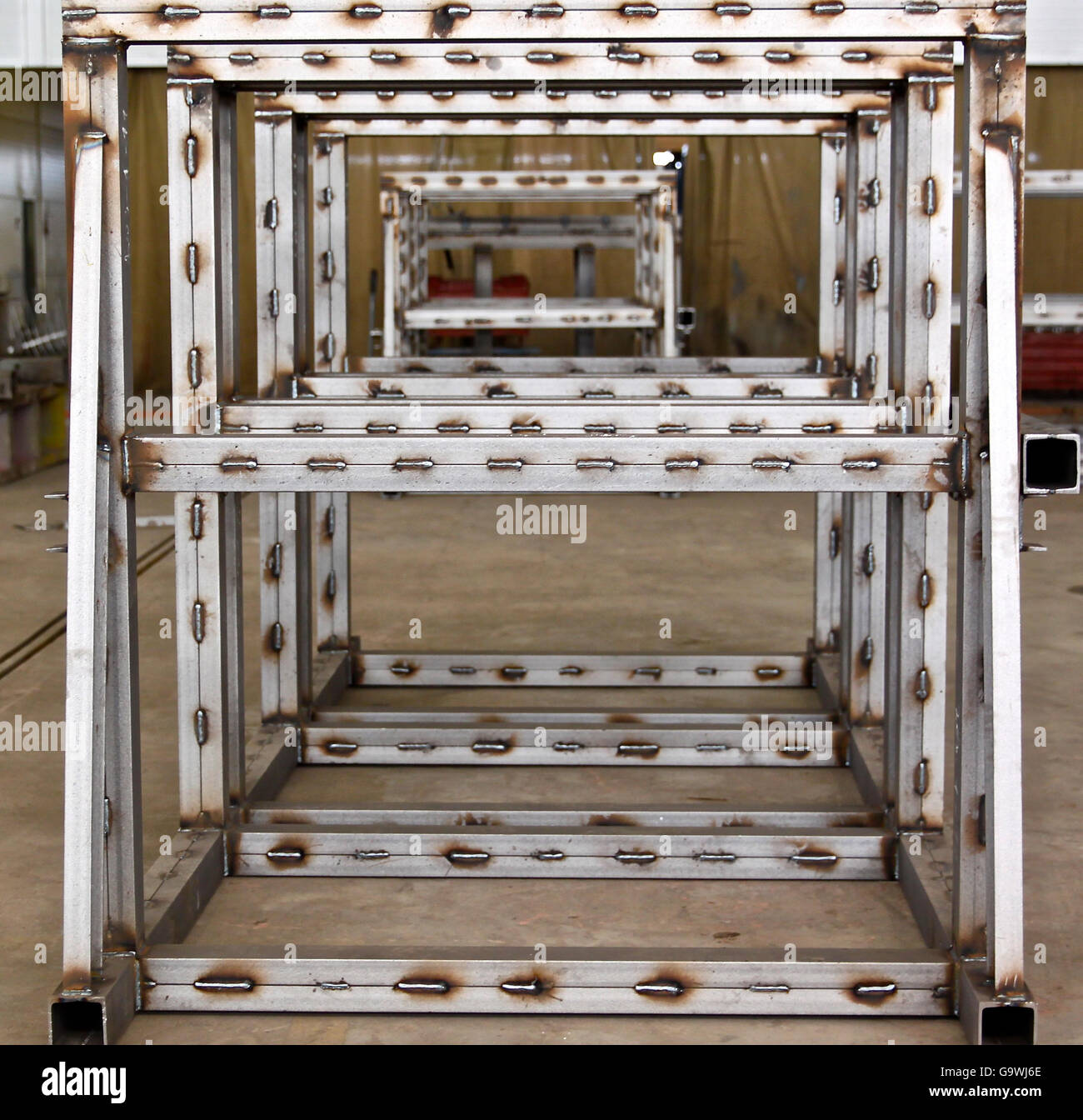 various elements of steel structures for further assembly Stock Photo ...