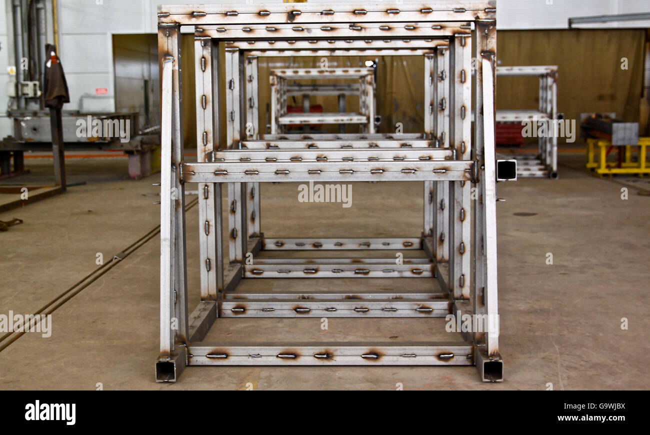 various elements of steel structures for further assembly Stock Photo ...
