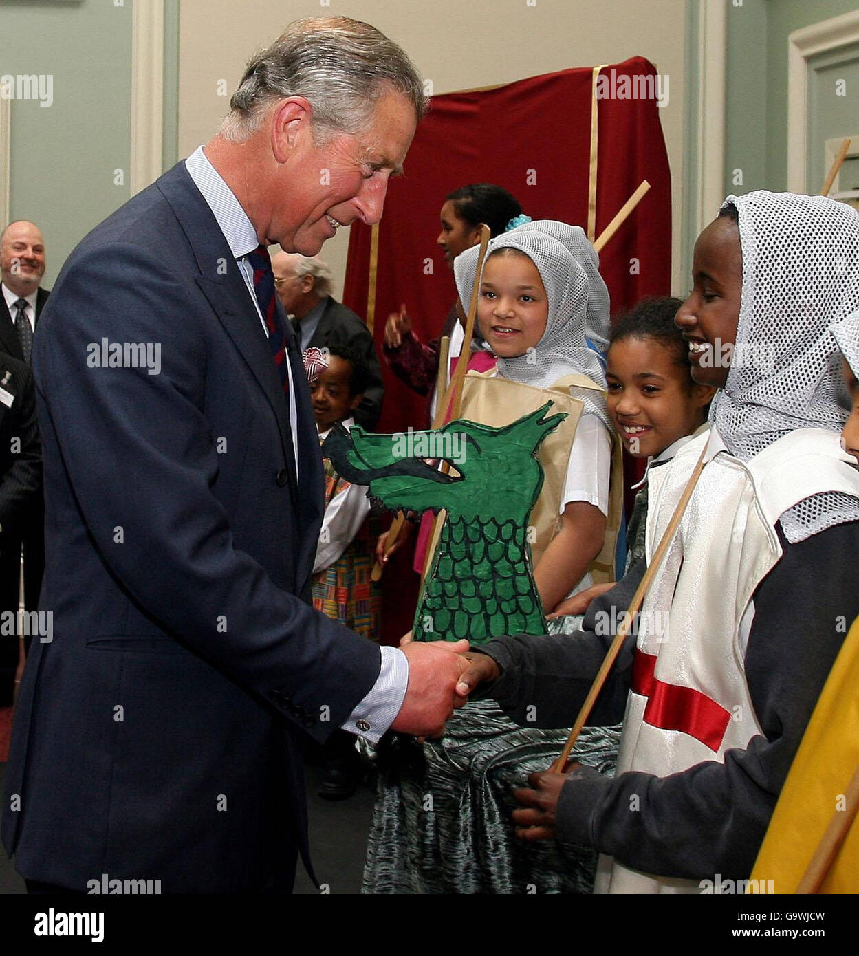 HRH Prince Charles meets members of the cast of a Mummers play, from St ...