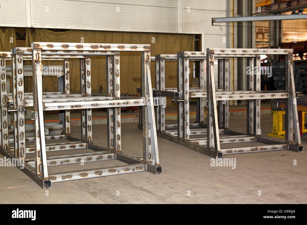 various elements of steel structures for further assembly Stock Photo ...