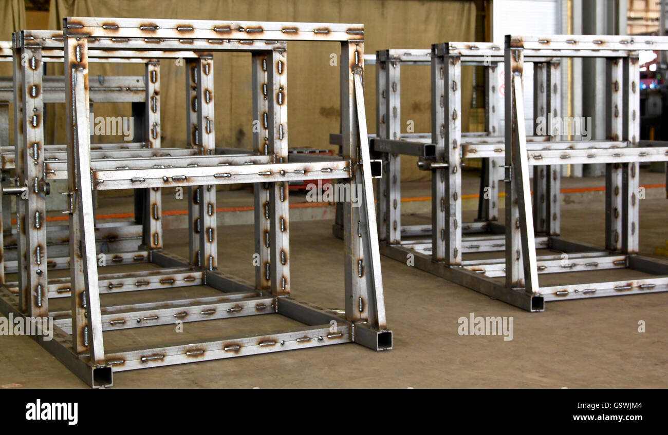 various elements of steel structures for further assembly Stock Photo ...
