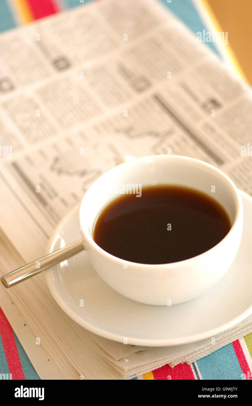 Cafe culture coffee newspaper close up hi-res stock photography and ...