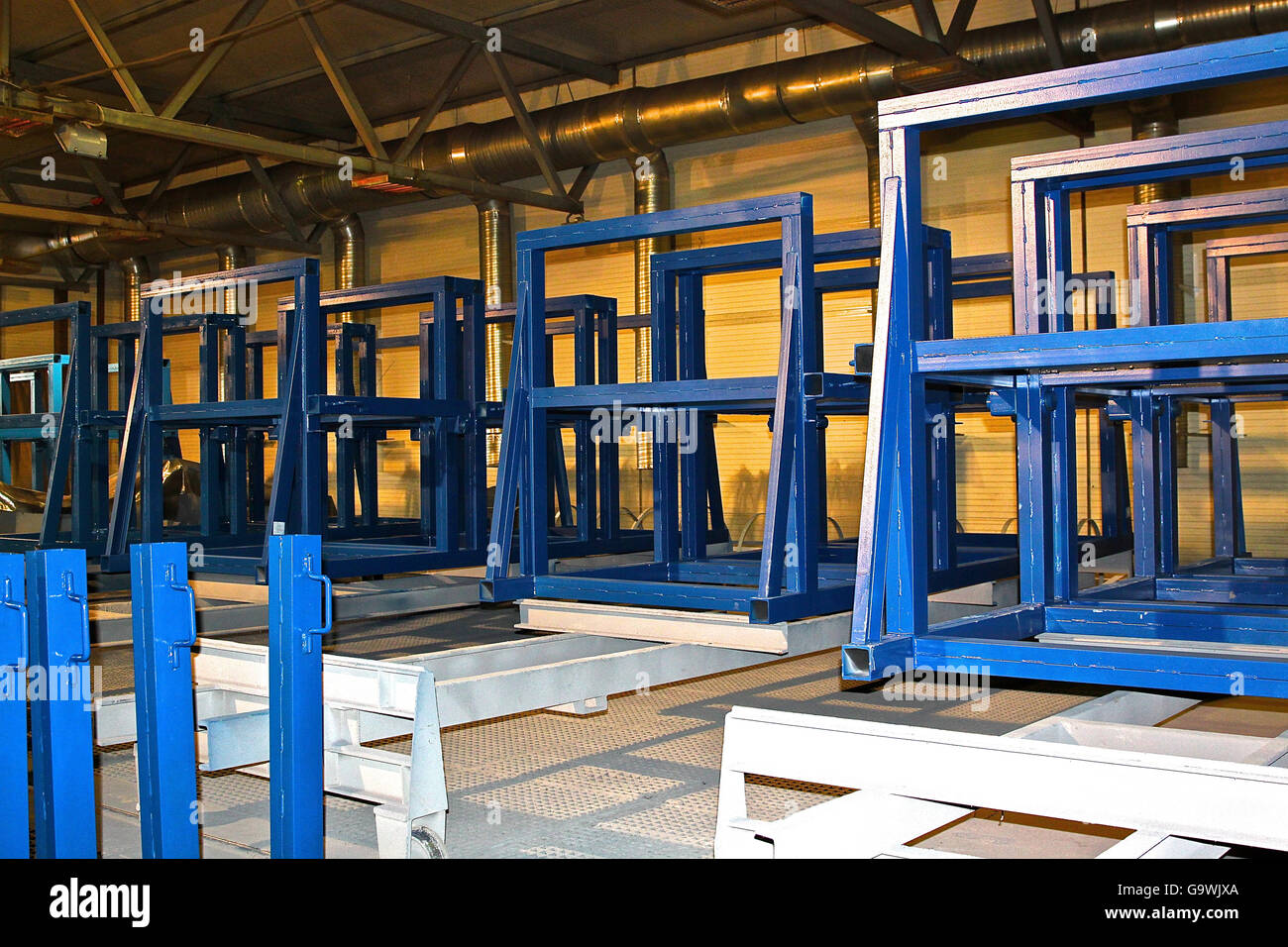 various elements of steel structures for further assembly Stock Photo ...