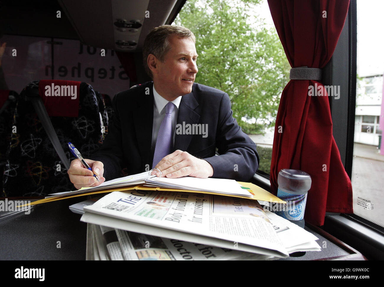 Scottish Liberal Democrat Leader Nicol Stephen takes his seat on his ...