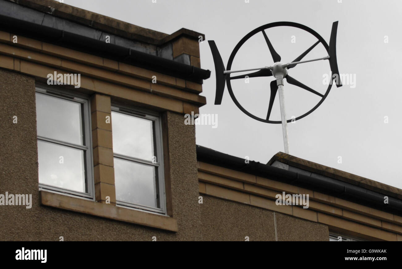 An electricity producing windmill is seen attached to Fraser Court ...