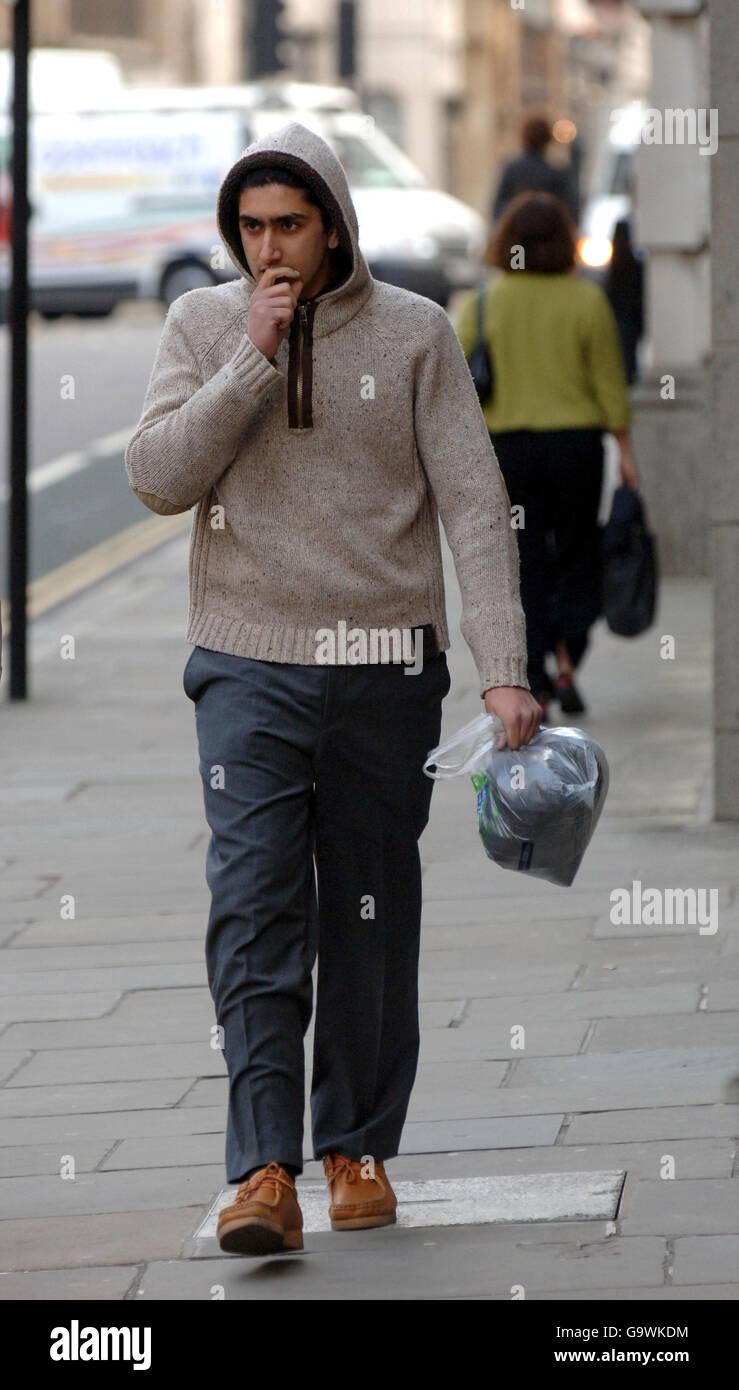 Student Akbar Butt, 19, of Southall, west London, arrives at the Old Bailey, where he and four ...