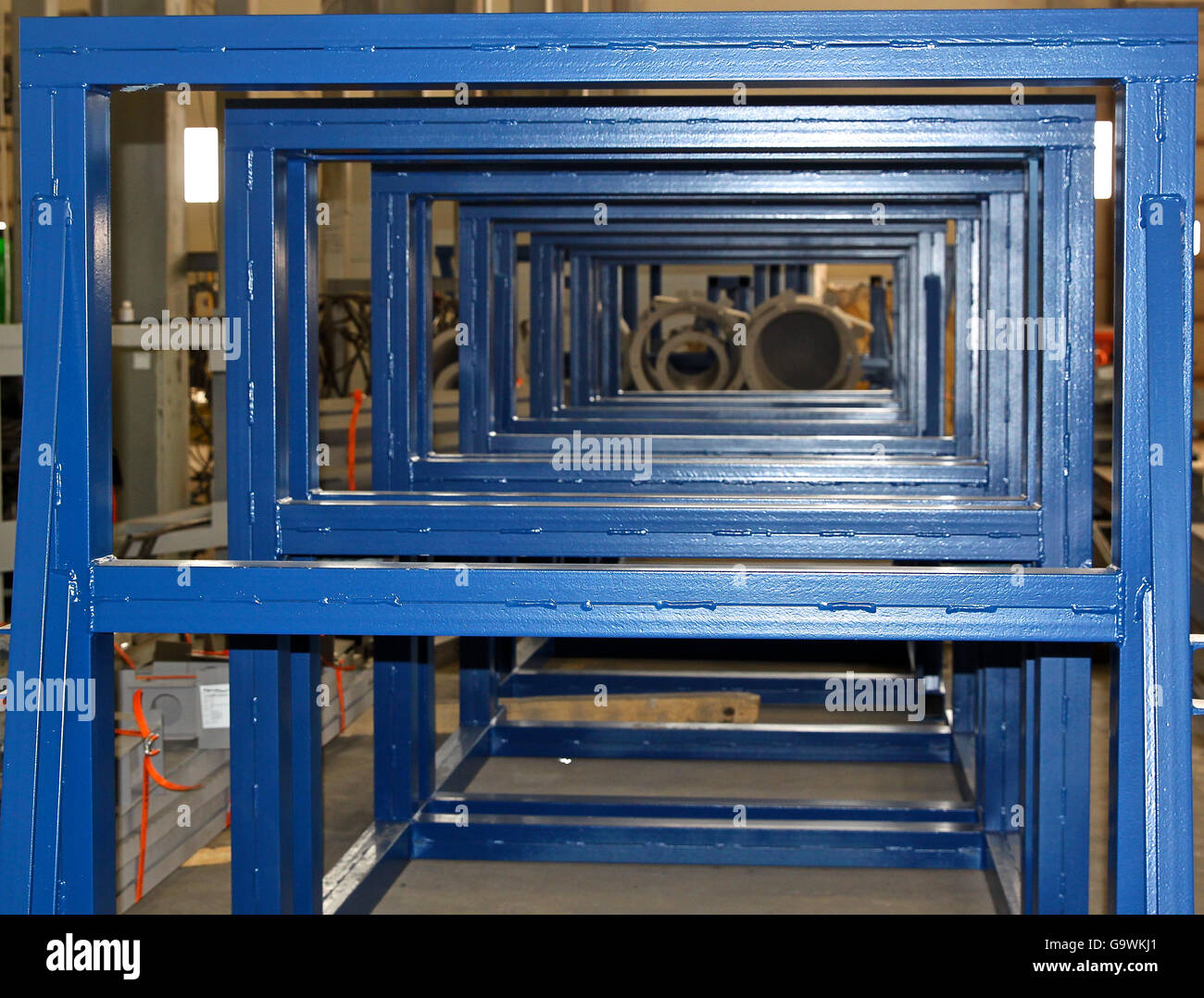 various elements of steel structures for further assembly Stock Photo ...