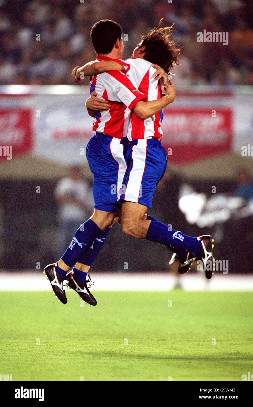 (L-R) Paraguay's Carlos Espinola and Daniel Sanabria celebrate one of ...