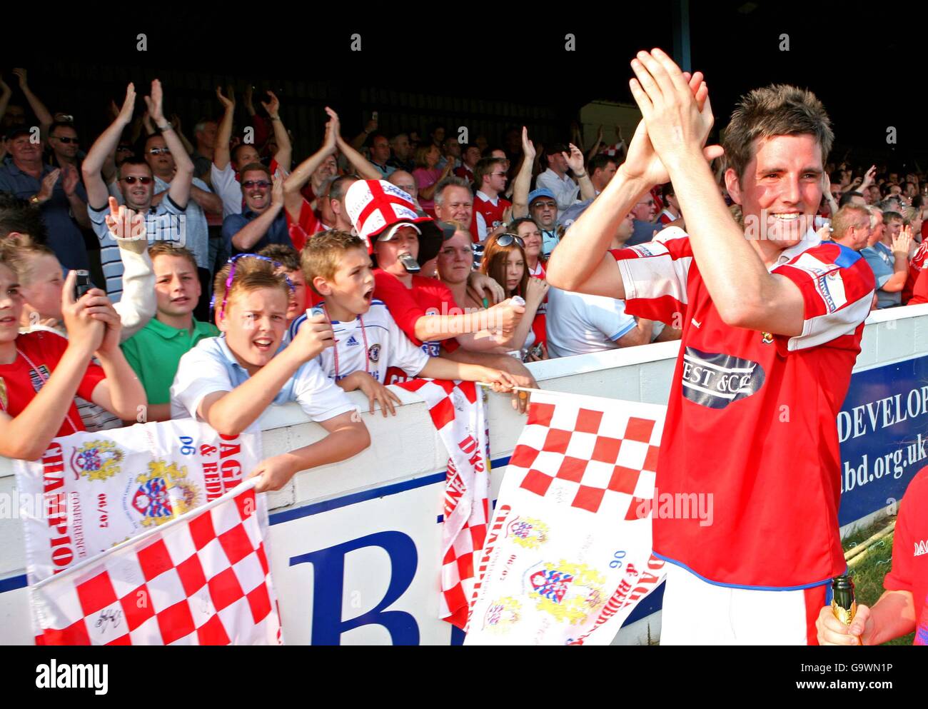 Dagenham's Ben Stevens celebrates after the game after the winning won ...