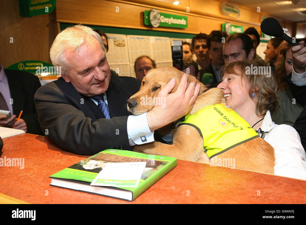 Taoiseach Bertie Ahern, alongside guide dog 'Neff' and owner Michelle ...