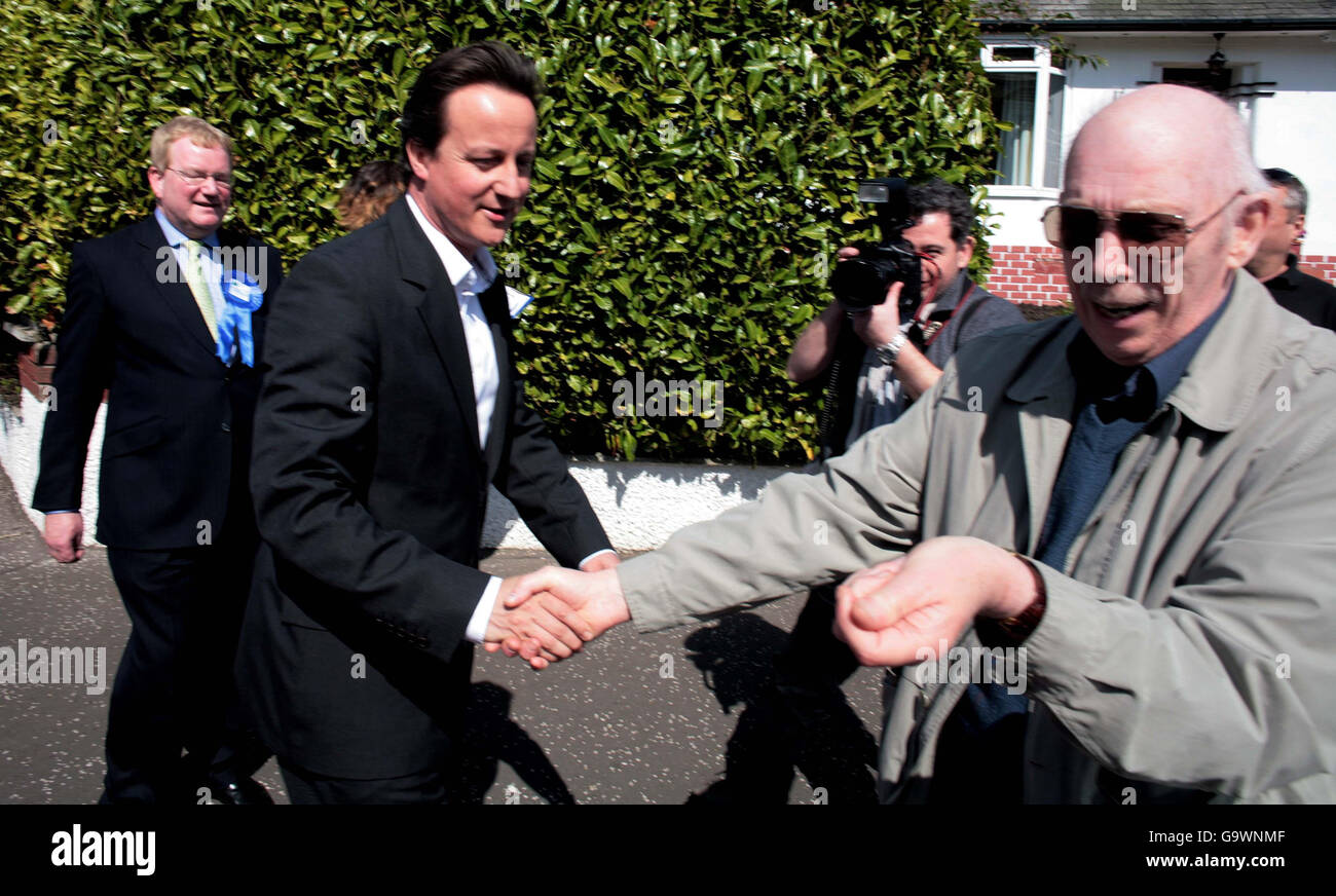 Cameron on election campaign Stock Photo - Alamy