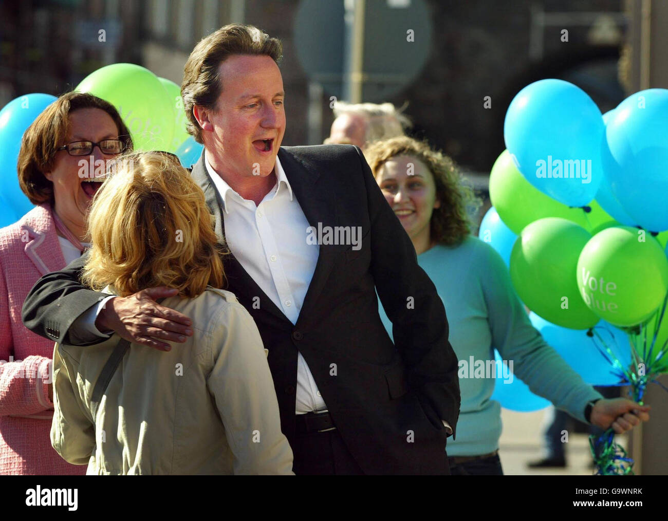 Cameron on election campaign Stock Photo - Alamy