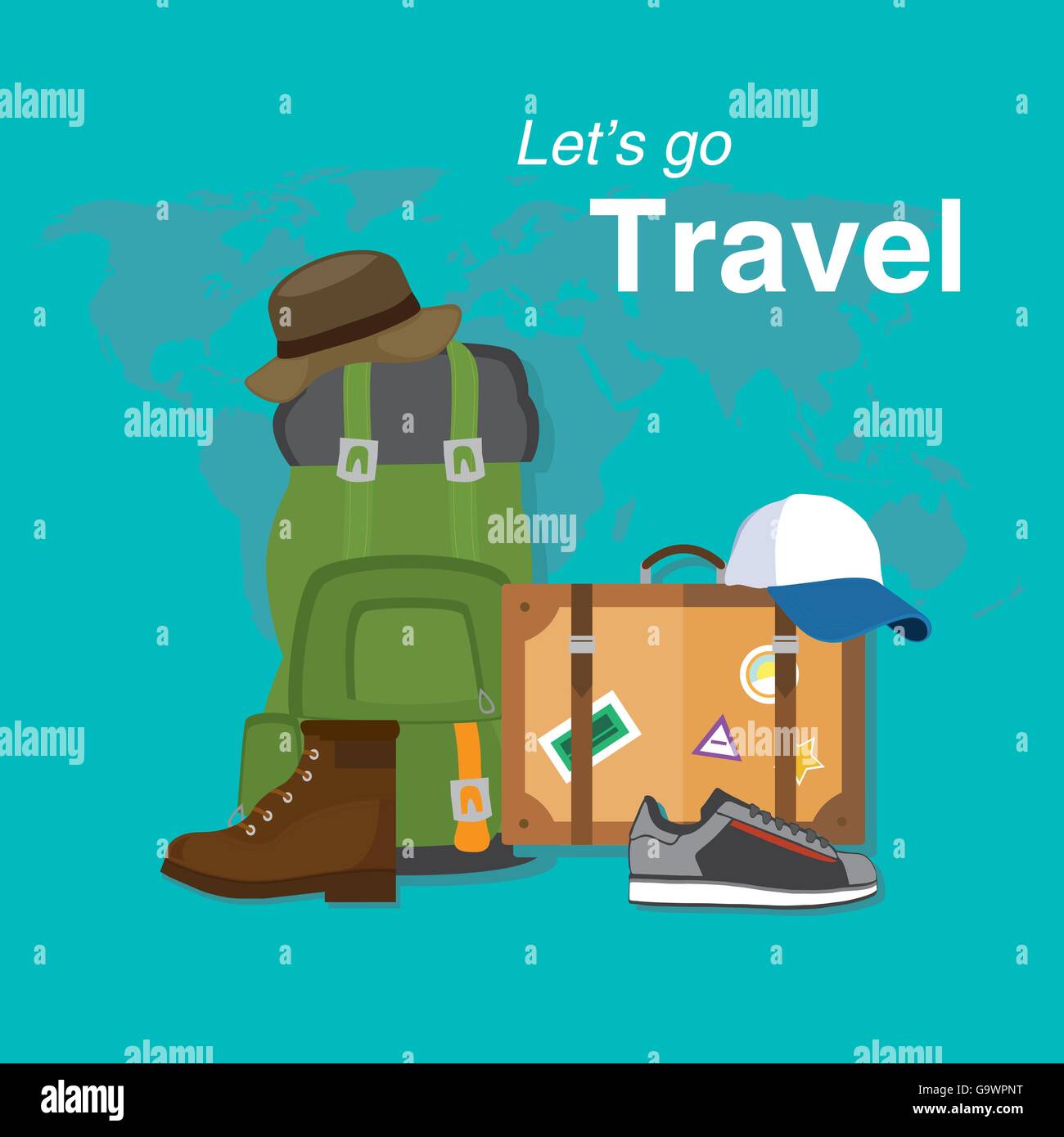 let's go travel around the world illustration Stock Vector Image & Art ...