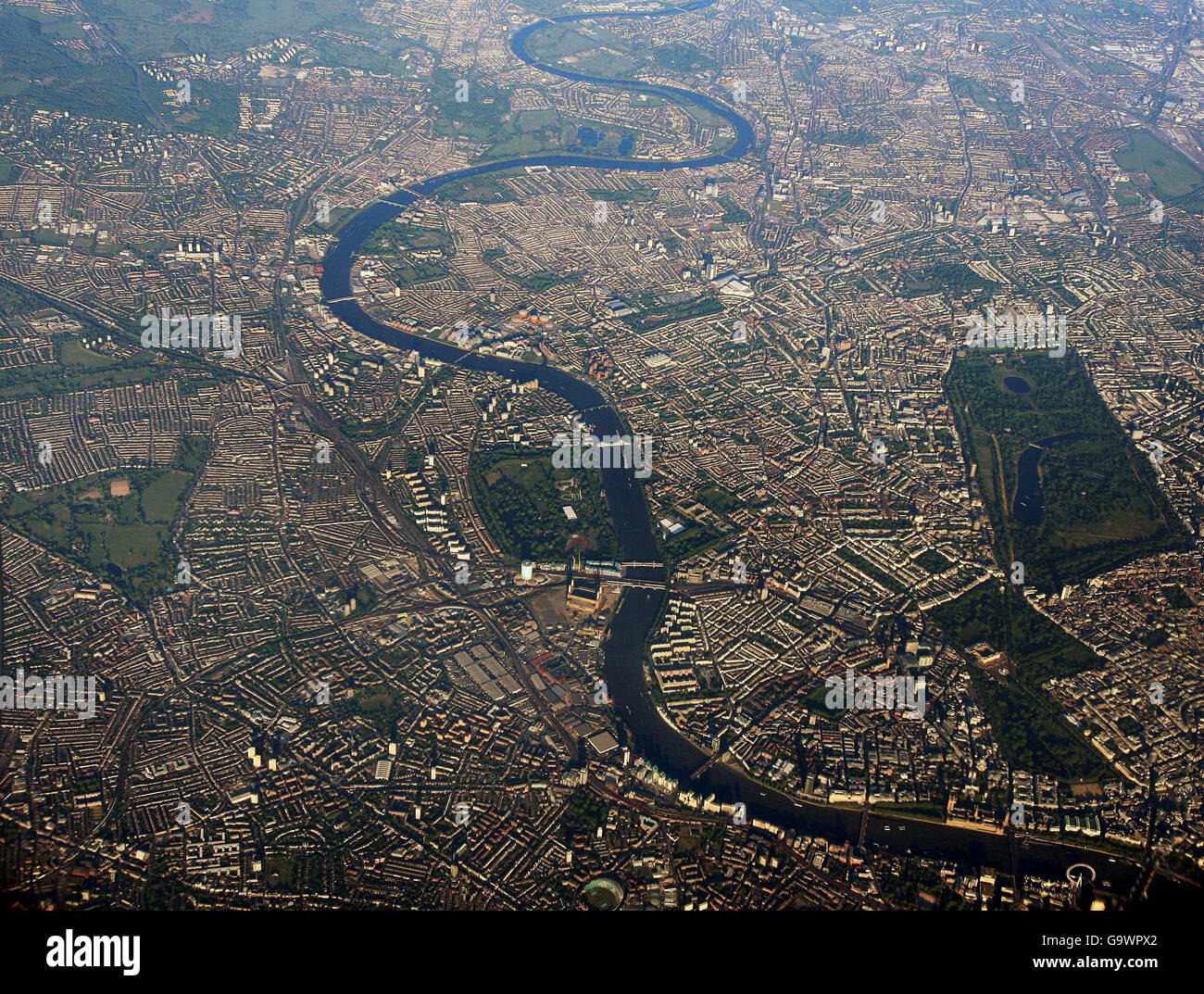 ENVIRONMENT London 1. Aerial view of London and the river Thames Stock ...