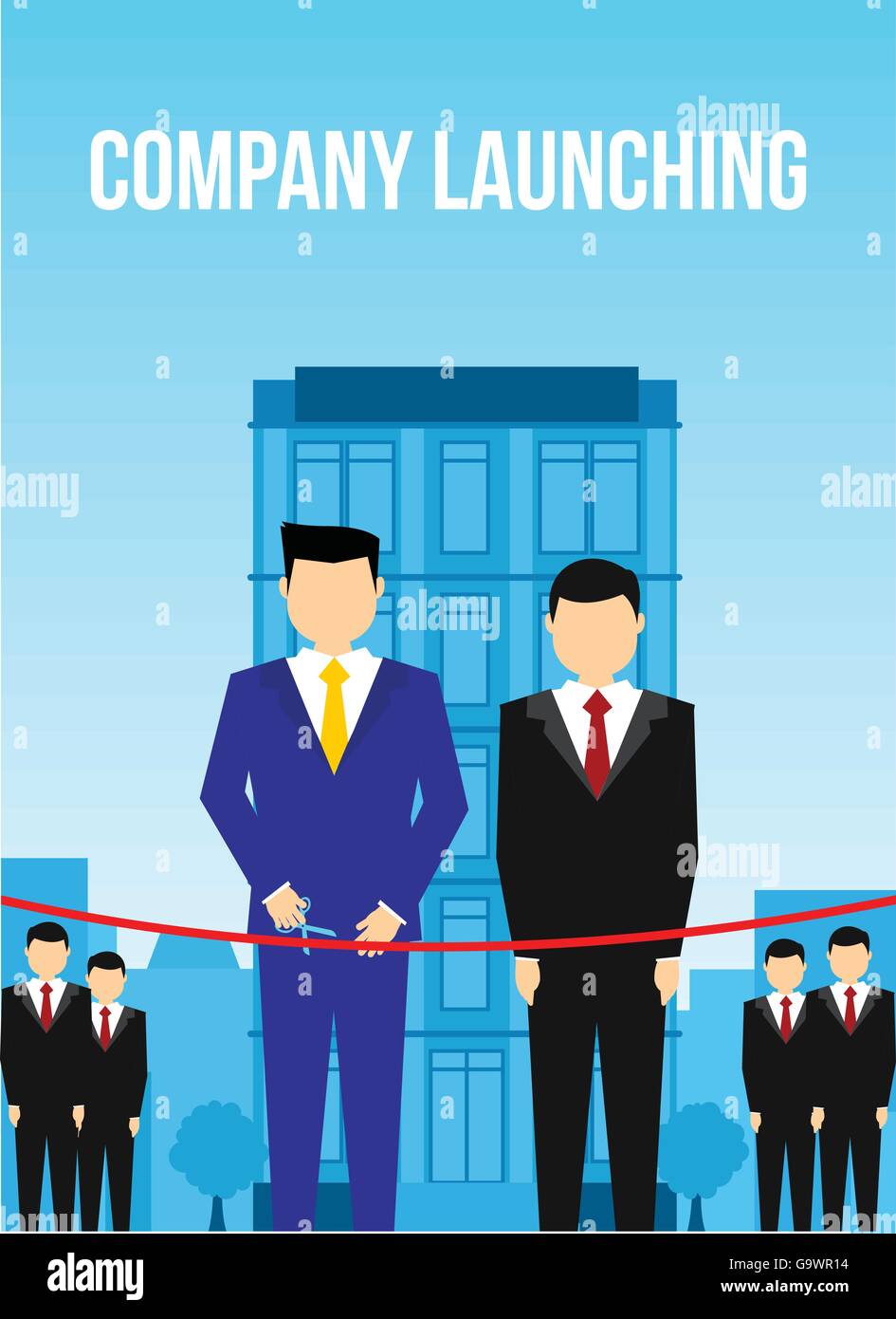 Company launching men cutting ribbon Stock Vector Image & Art - Alamy