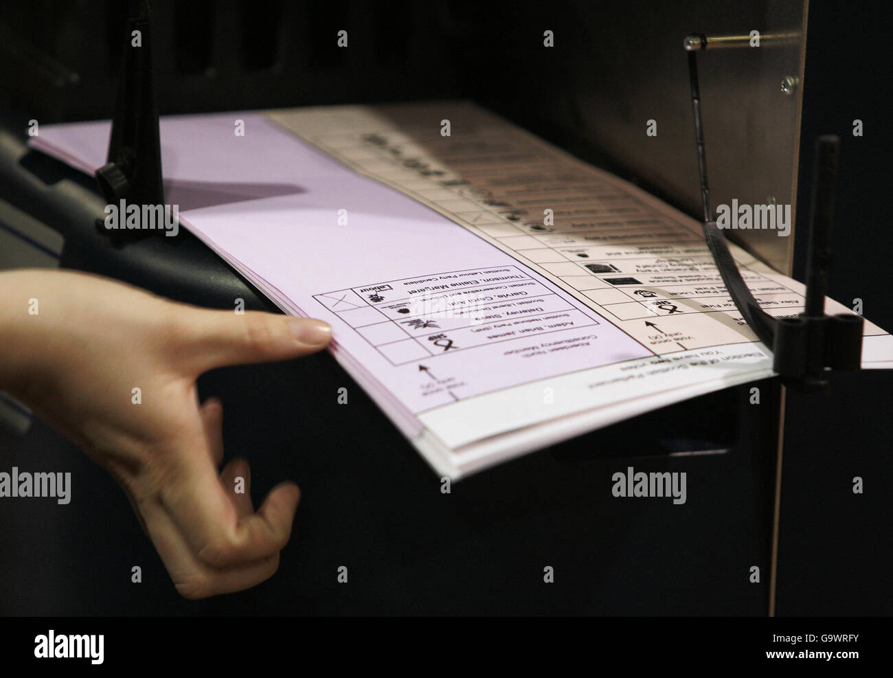 Ballot papers which have been scanned by the automatic machines for the ...