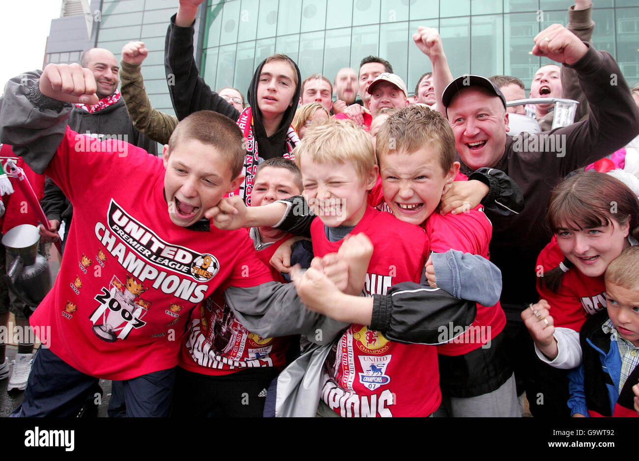 Soccer - Manchester United fans - Old Trafford. Fans celebrate as ...