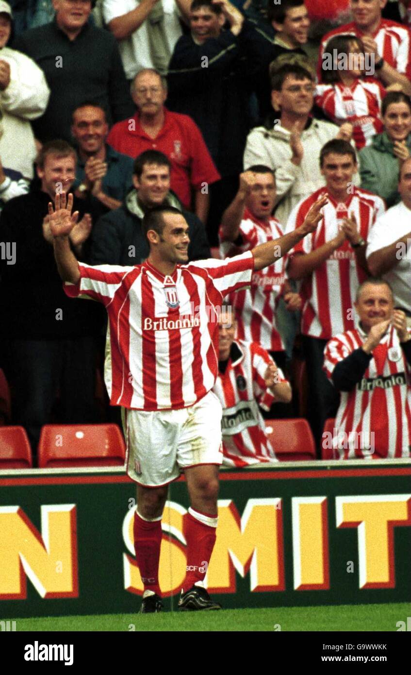 Stoke City's Peter Thorne celebrates his goal during their victory over ...