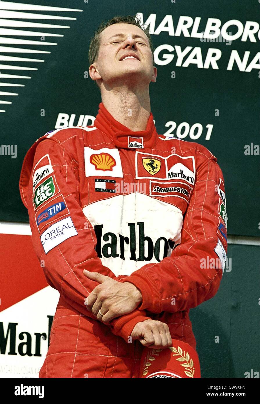 Michael Schumacher is momentarily overcome with emotion as he clinches ...