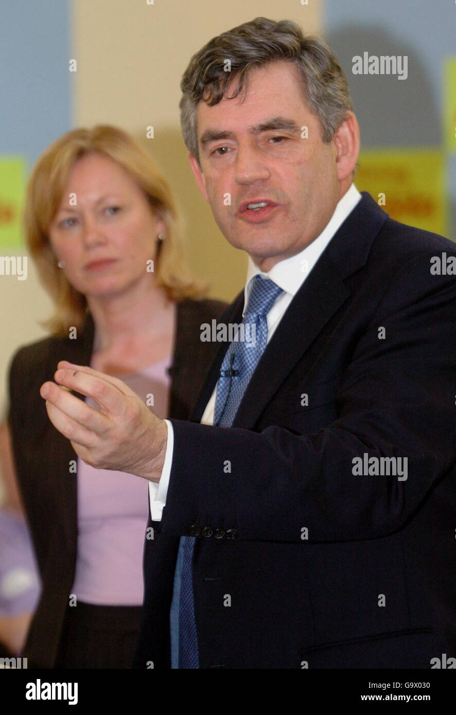 Chancellor gordon brown visits pitsea leisure centre hi-res stock ...