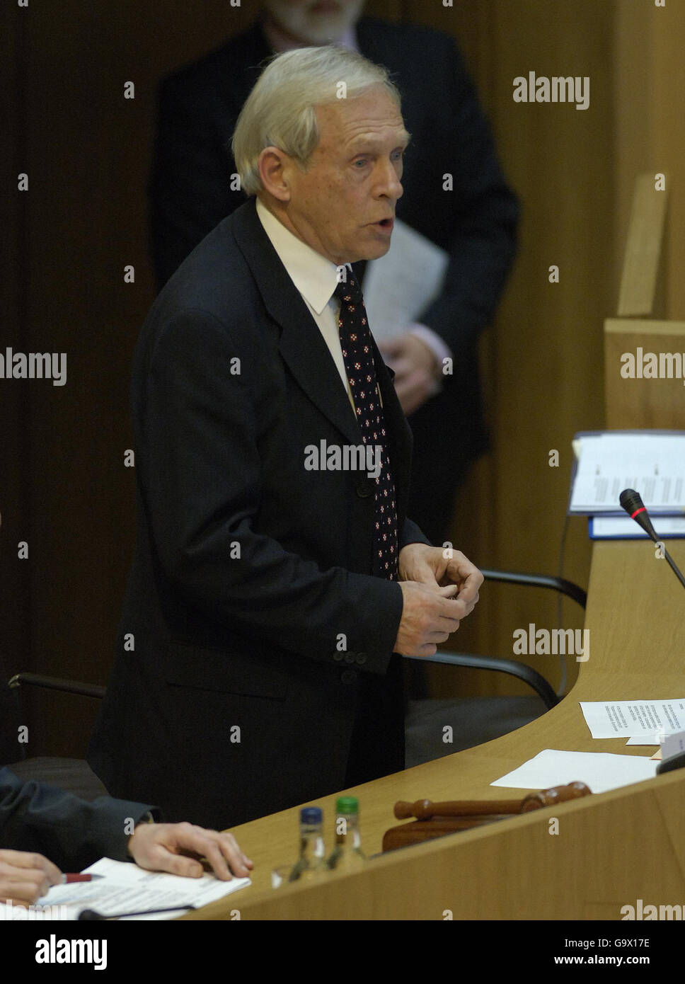 Presiding Officer George Reid addresses the chamber for the last time ...
