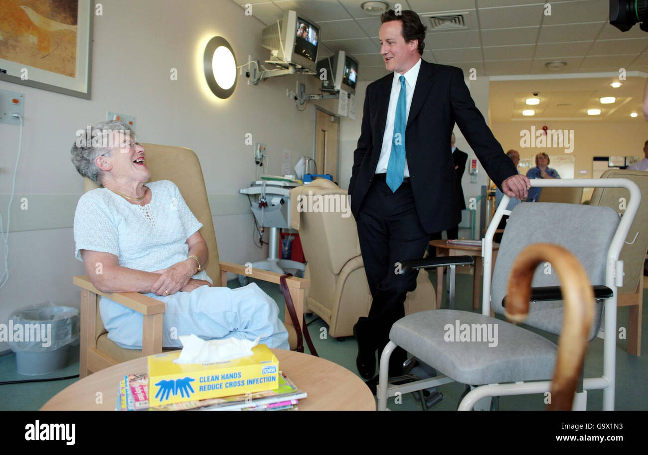 Conservative Party leader David Cameron meets Beryl Hayes at the ...